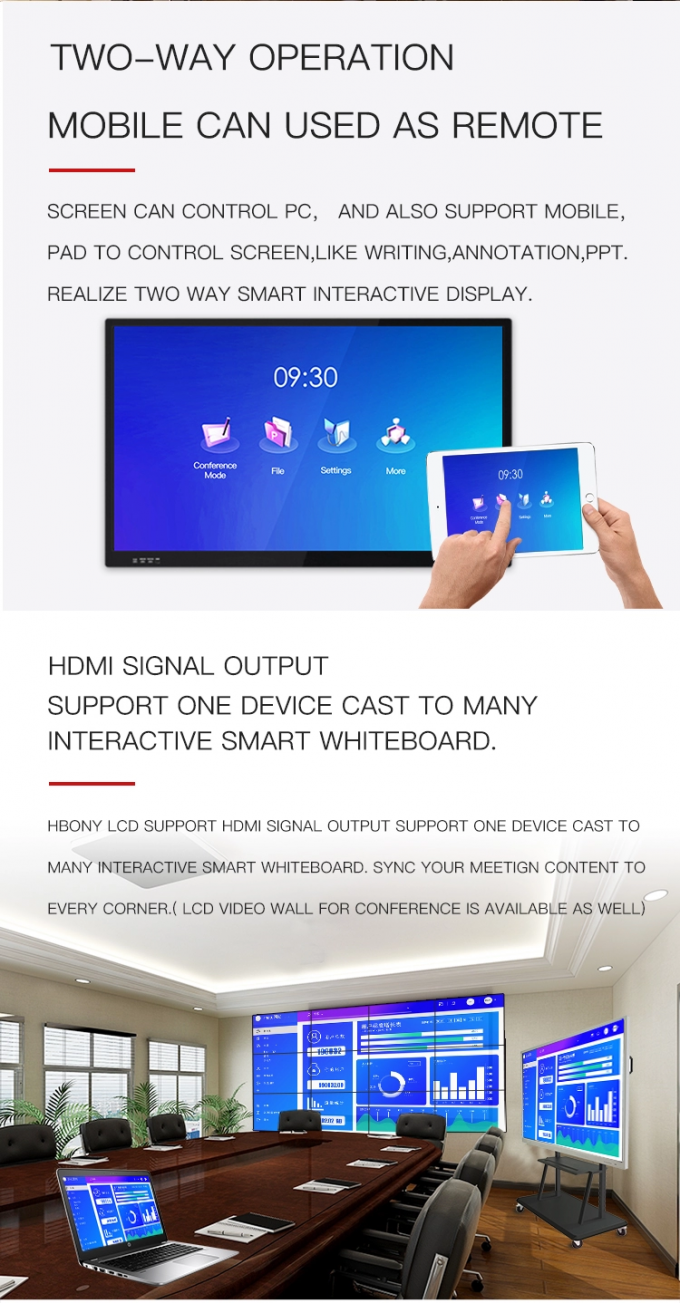 All In One 65 75 86 Inch Teaching LCD Interactive Digital Whiteboard ...
